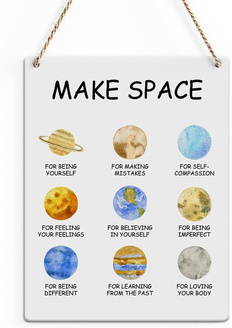 Wood Sign 8x12 Inch Make Space Wall Decor Therapy Office Decor Mental ...