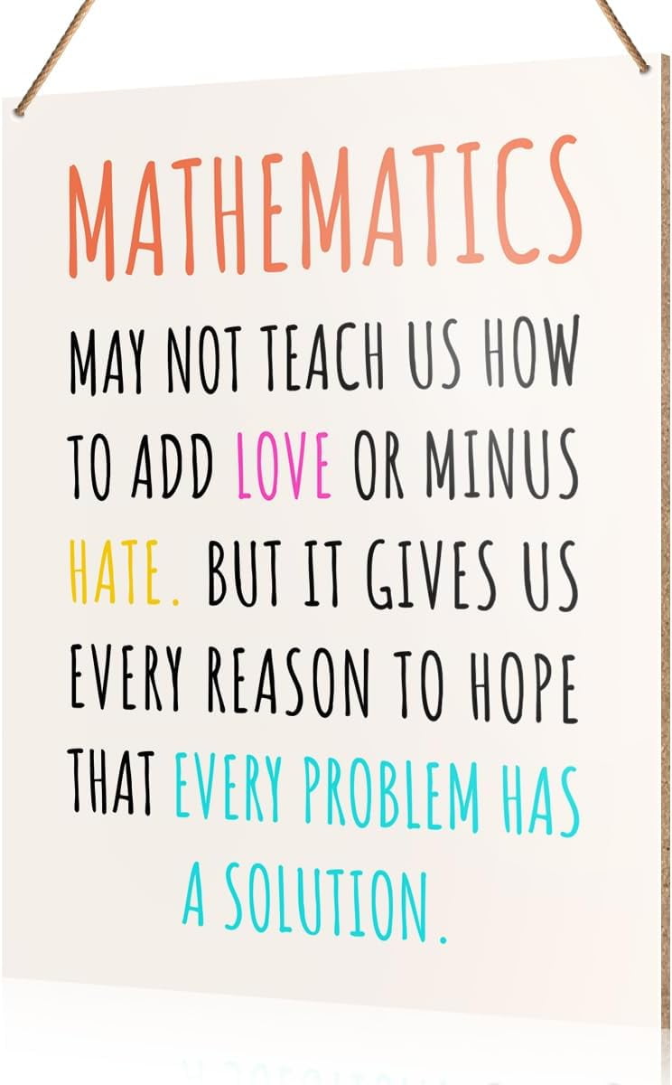 Wood Sign 8x12 Inch Math Classroom Wall Sign Hanging Decor High School ...