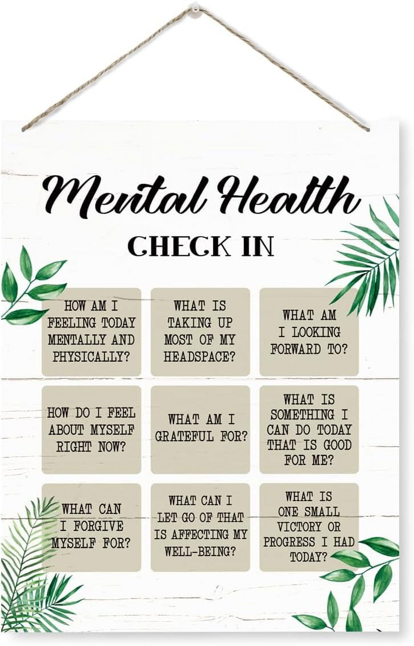 Wood Sign 8x12 Inch Menatal Health Wood Sign Self Check In Sign Rustic ...