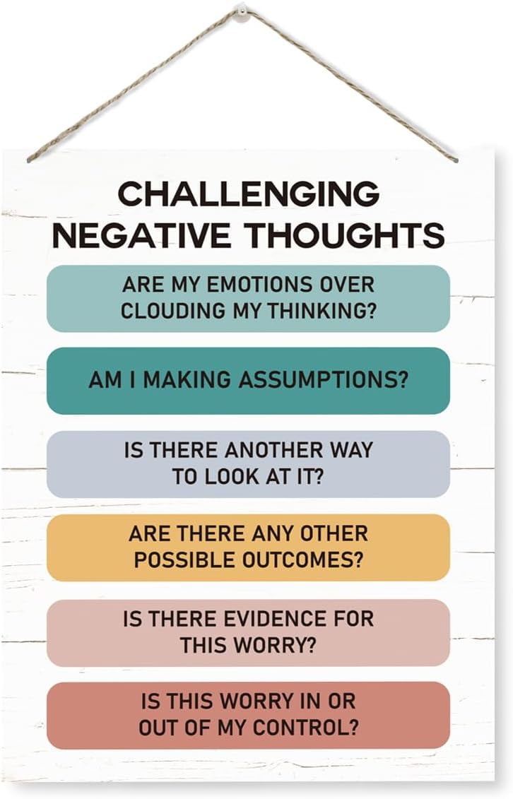 Wood Sign 8x12 Inch Mental Health Decor Sign Challenge Negative ...