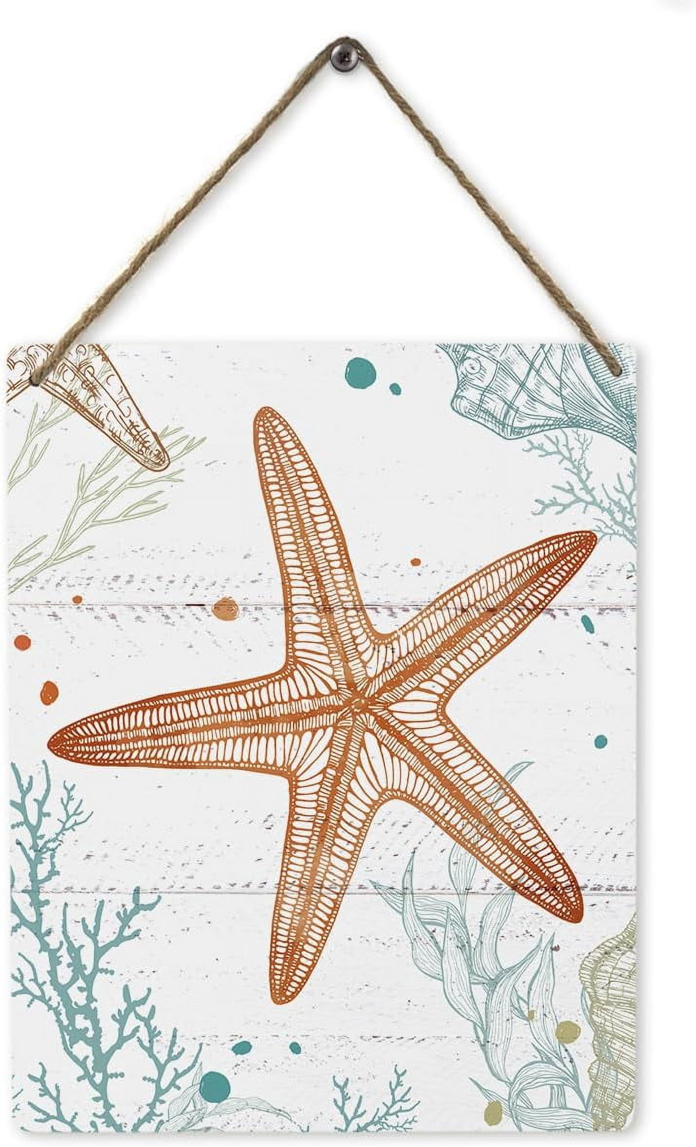 Wood Sign 8x12 Inch Mtrgdn Summer Decor Starfish Coastal Beach Wooden ...