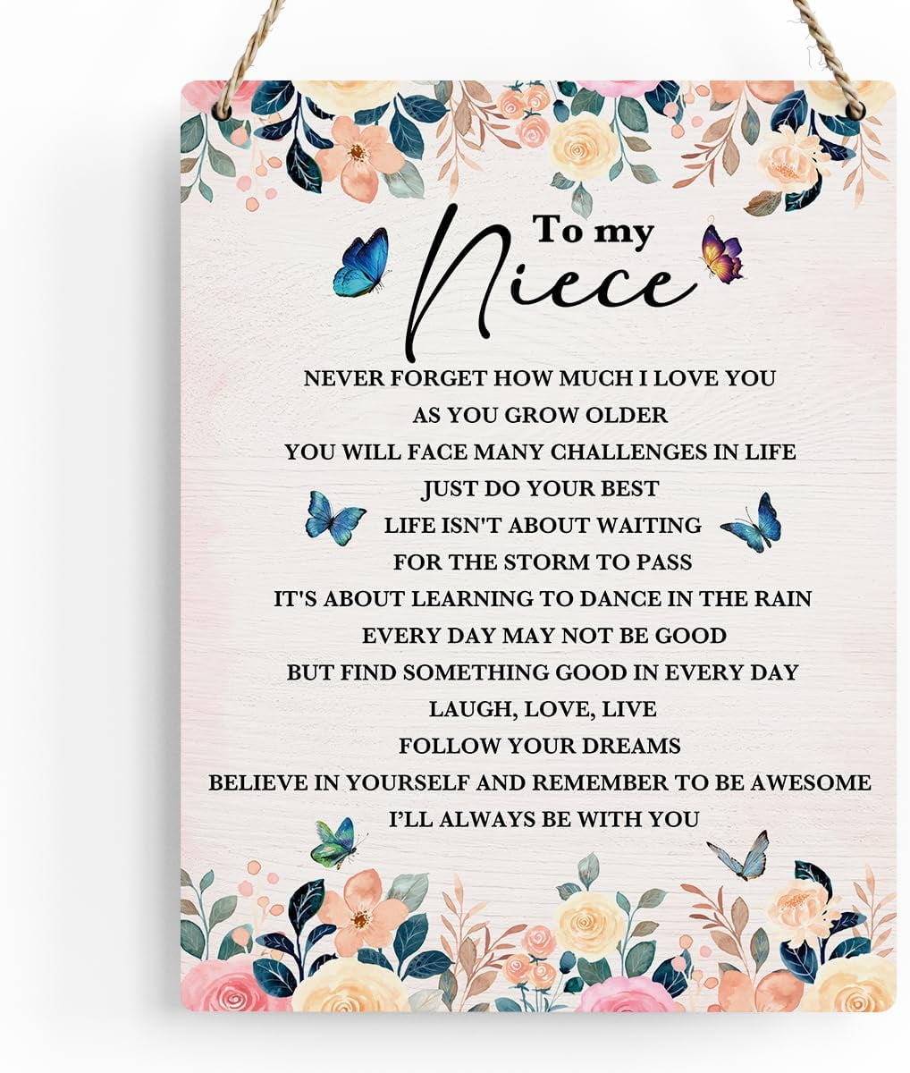 Wood Sign 8x12 Inch Niece Gifts From Auntie To My Niece Wooden Hanging ...