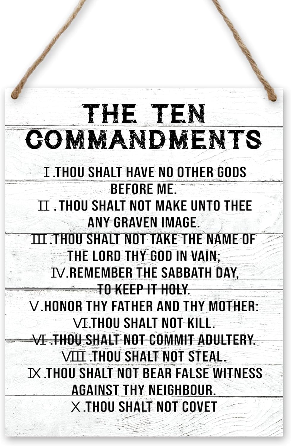 Wood Sign 8x12 Inch Patcate Inspirational The Ten Commandments Wall Art ...