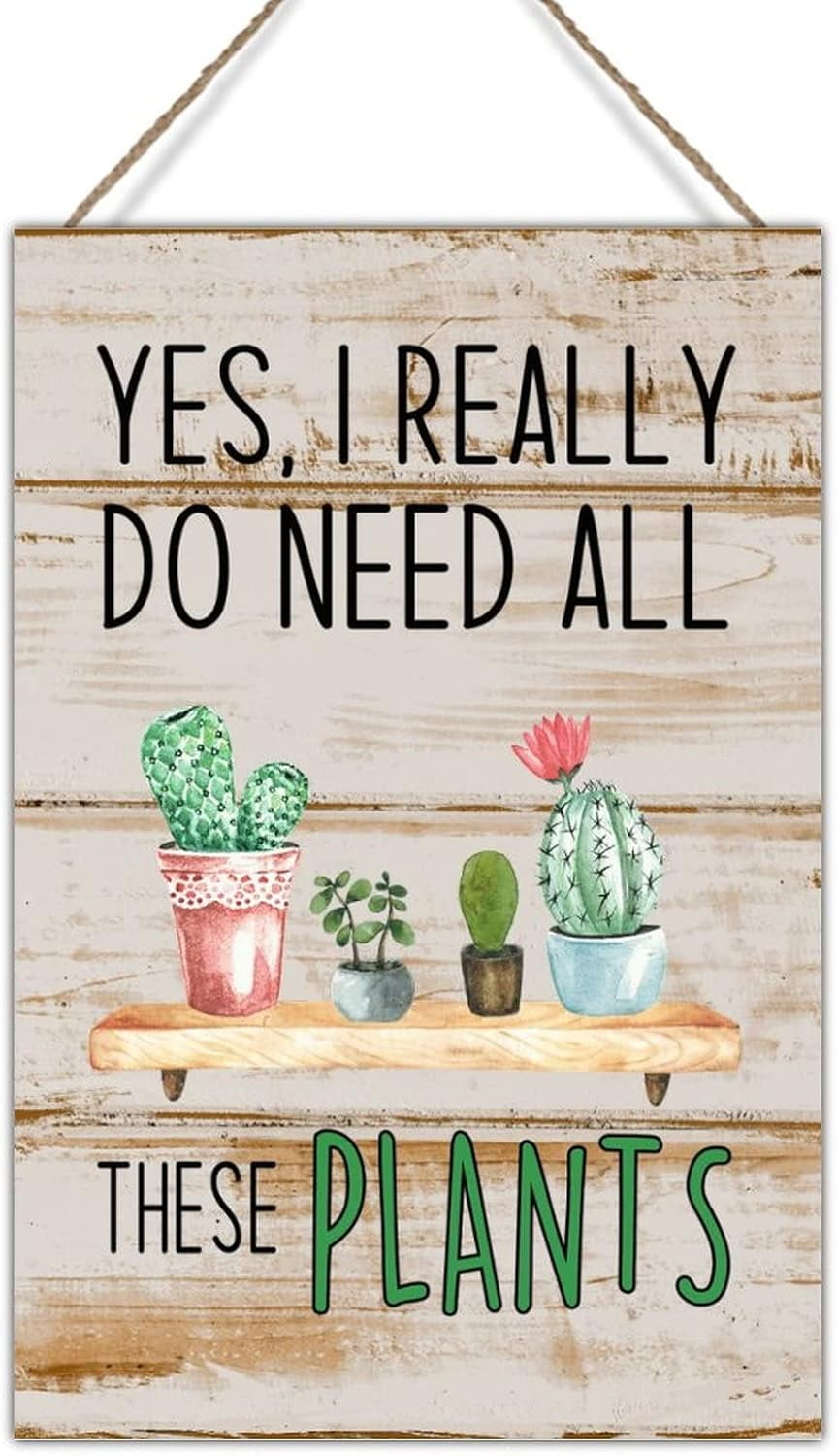 Wood Sign 8x12 Inch Plant Lovers Rustic Farmhouse Wooden Sign Plaque ...