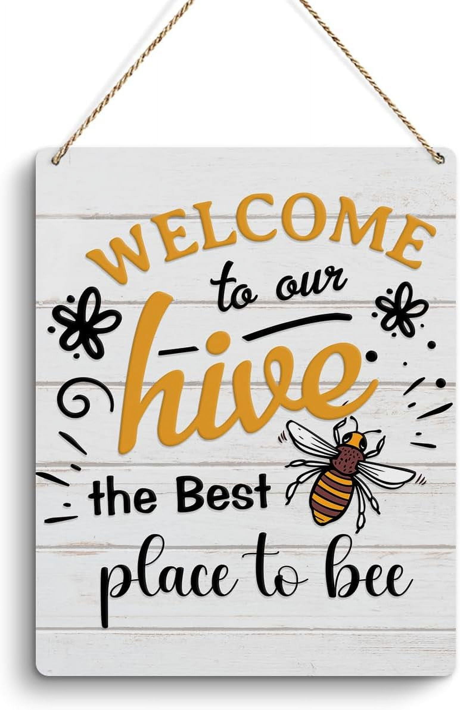 Wood Sign 8x12 Inch Positive Bee Wall Door Decor Welcome To Our Hive ...