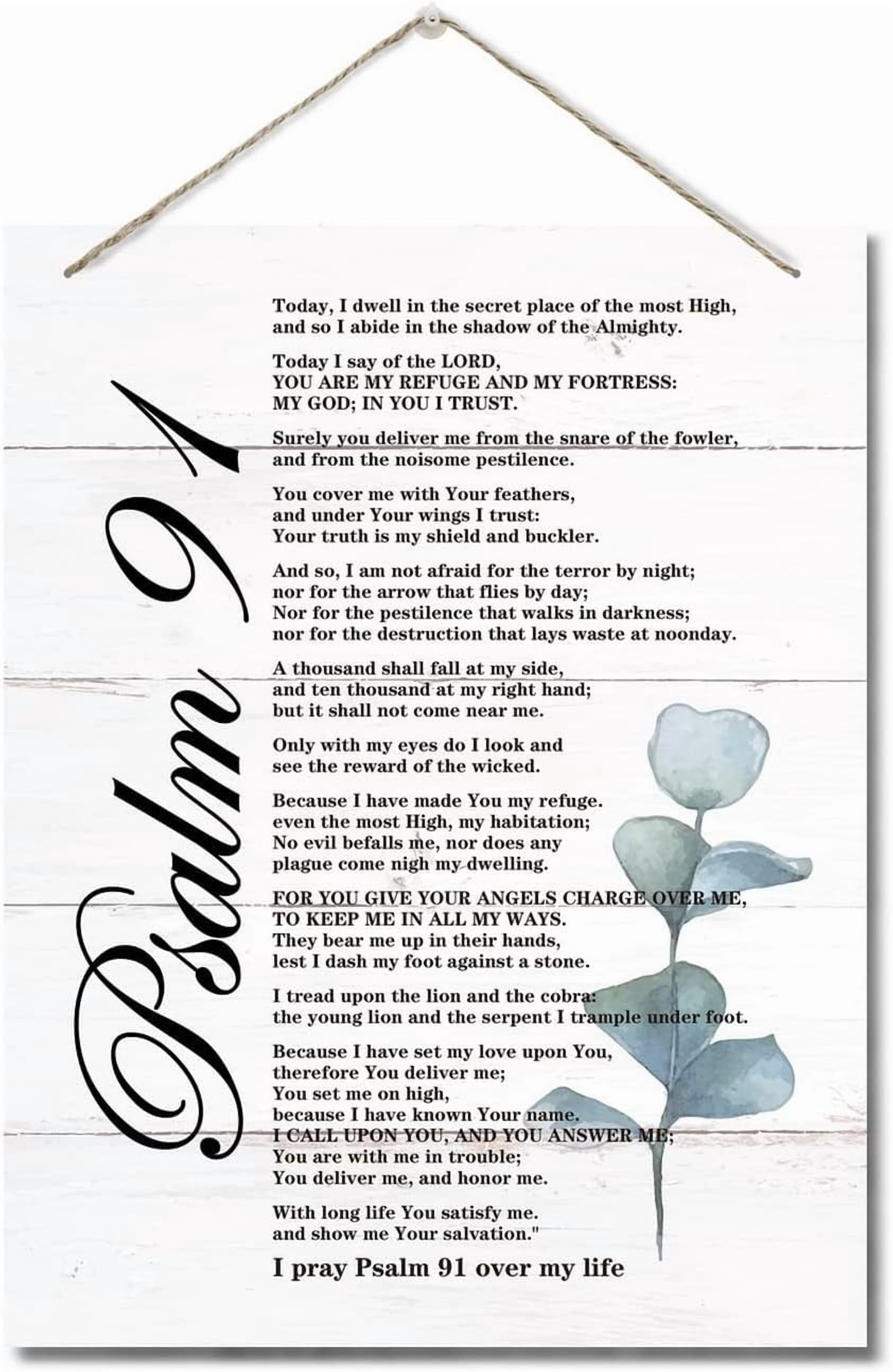 Wood Sign 8x12 Inch Psalms 91 Christian Quote Decor Sign Spiritual Wall ...