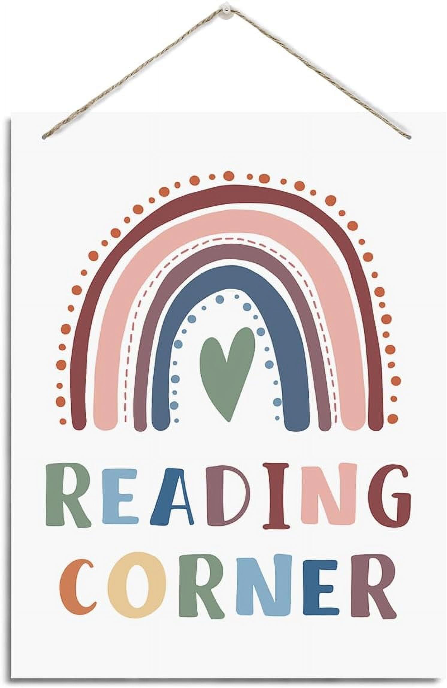 Wood Sign 8x12 Inch Reading Corner Sign Farmhouse Rustic Hanging Wood ...