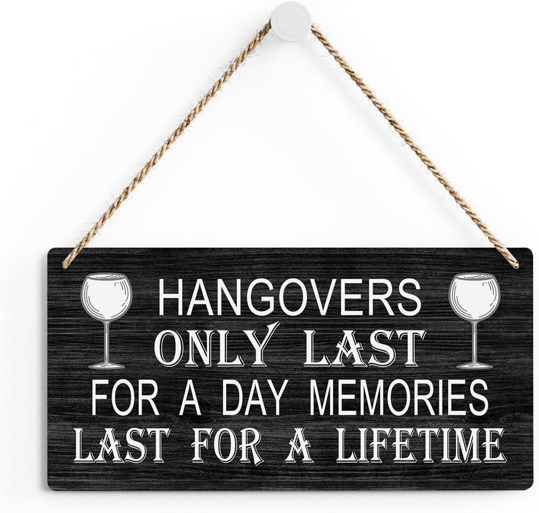 Wood Sign 6x12 Inch Rustic Man Cave Wood Decor Sign Hangovers Only Last ...