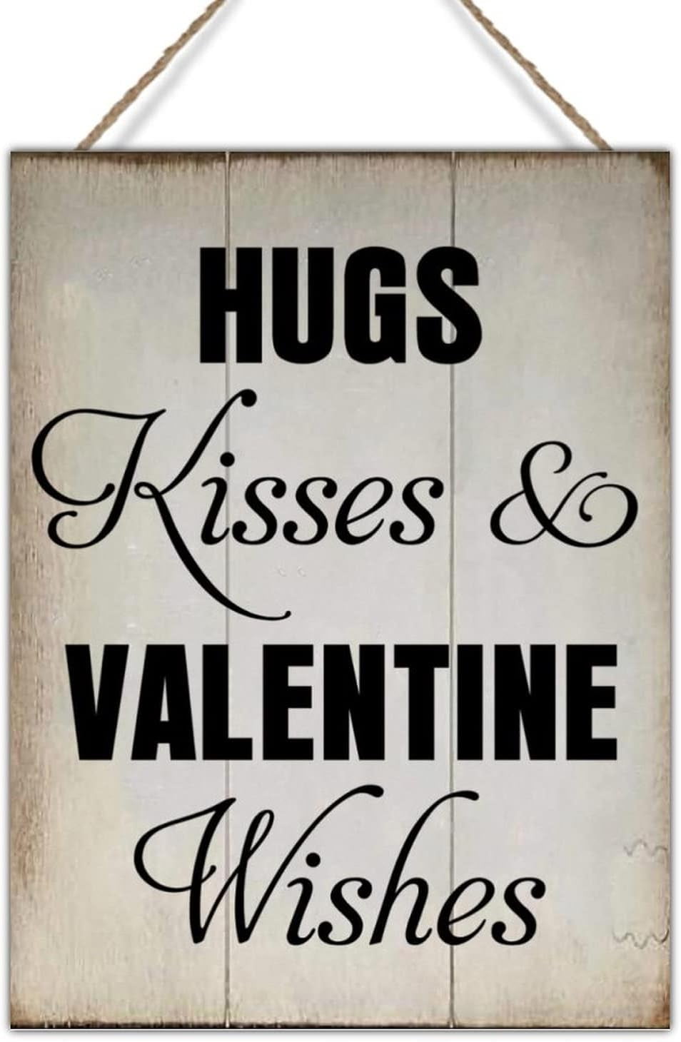 Wood Sign 8x12 Inch Rustic Wood Sign Hugs Kisses And Valentine Wishes ...