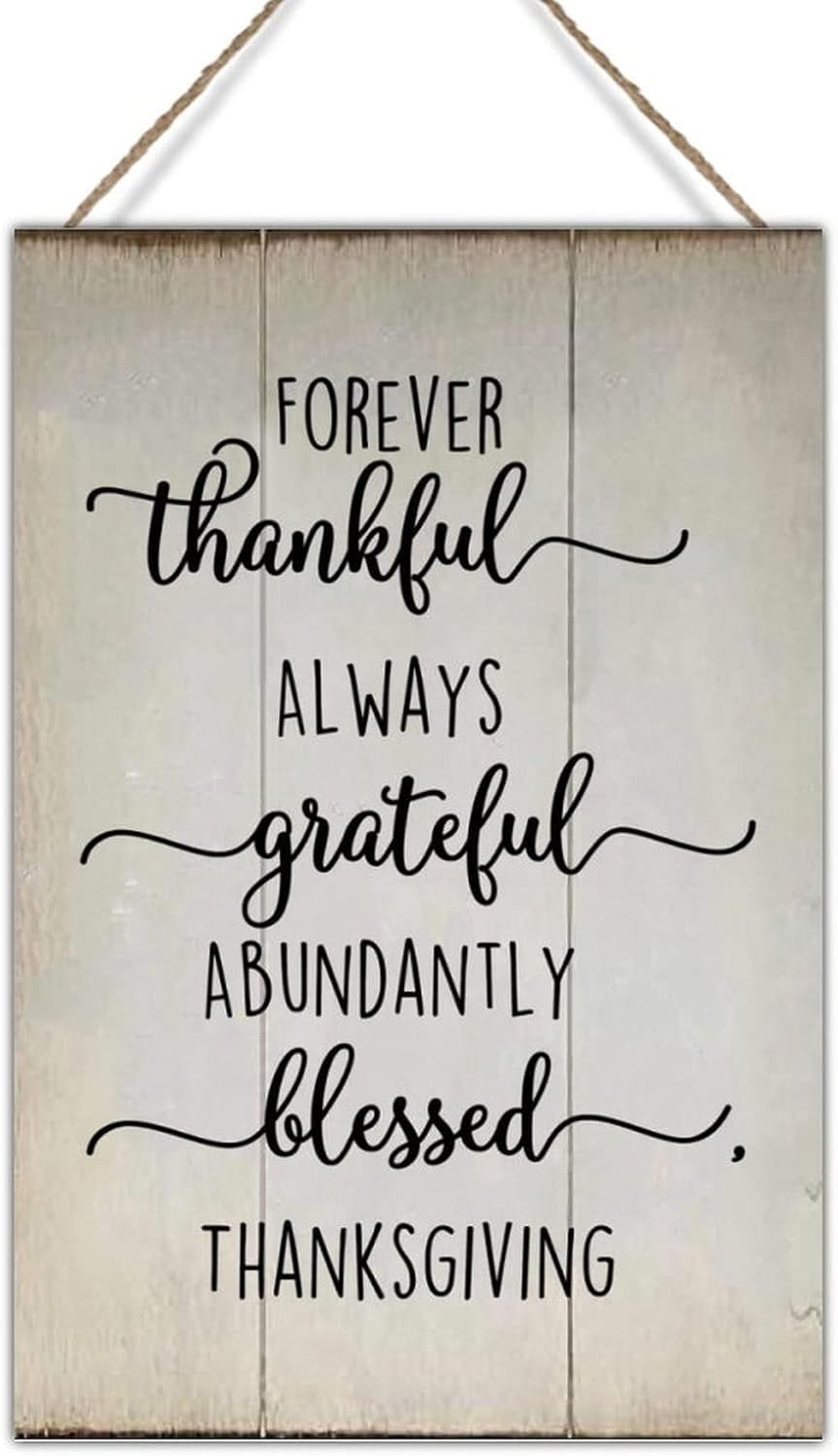 Wood Sign 8x12 Inch Rustic Wood Sign Plaque Forever Thankful Always ...