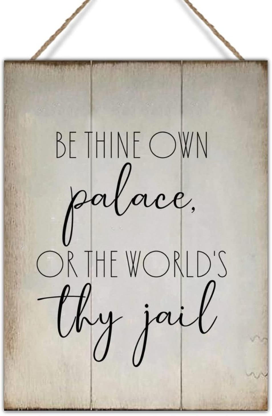 Wood Sign 8x12 Inch Rustic Wood Sign Wall Decor Be Thine Own Or The ...