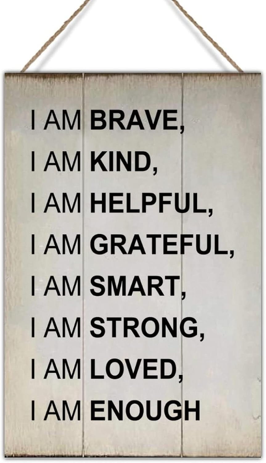 Wood Sign 8x12 Inch Rustic Wood Wall Plaque I Am Brave I Am Kind I Am ...