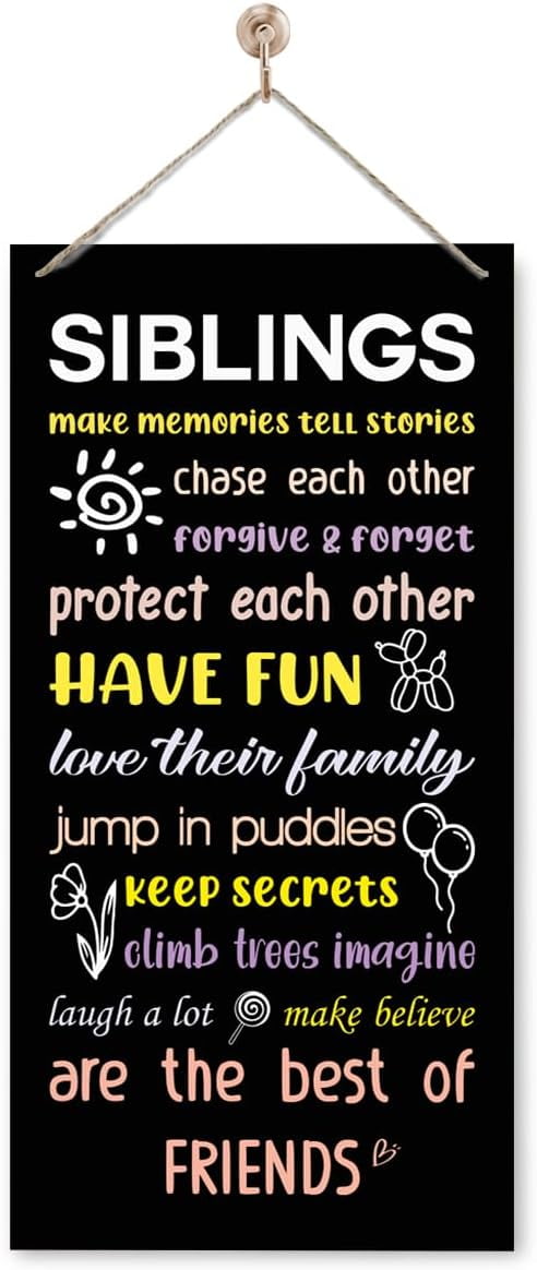 Wood Sign 8x12 Inch Siblings Sign Family Decor Decor Wooden Plaque Sign ...