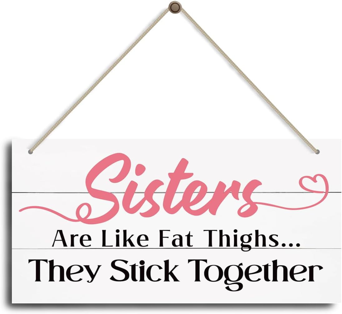 Wood Sign 6x12 Inch Sisters Gift Hanging Wood Plaque With Rope ...