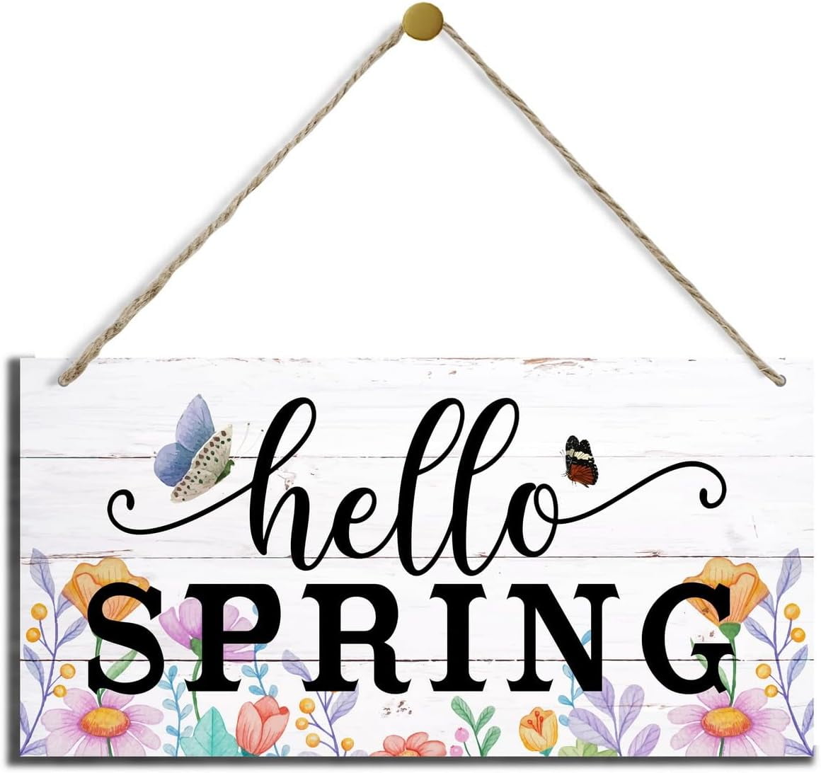 Wood Sign 6x12 Inch Spring Wood Sign Hello Spring Sign Decor Wood ...
