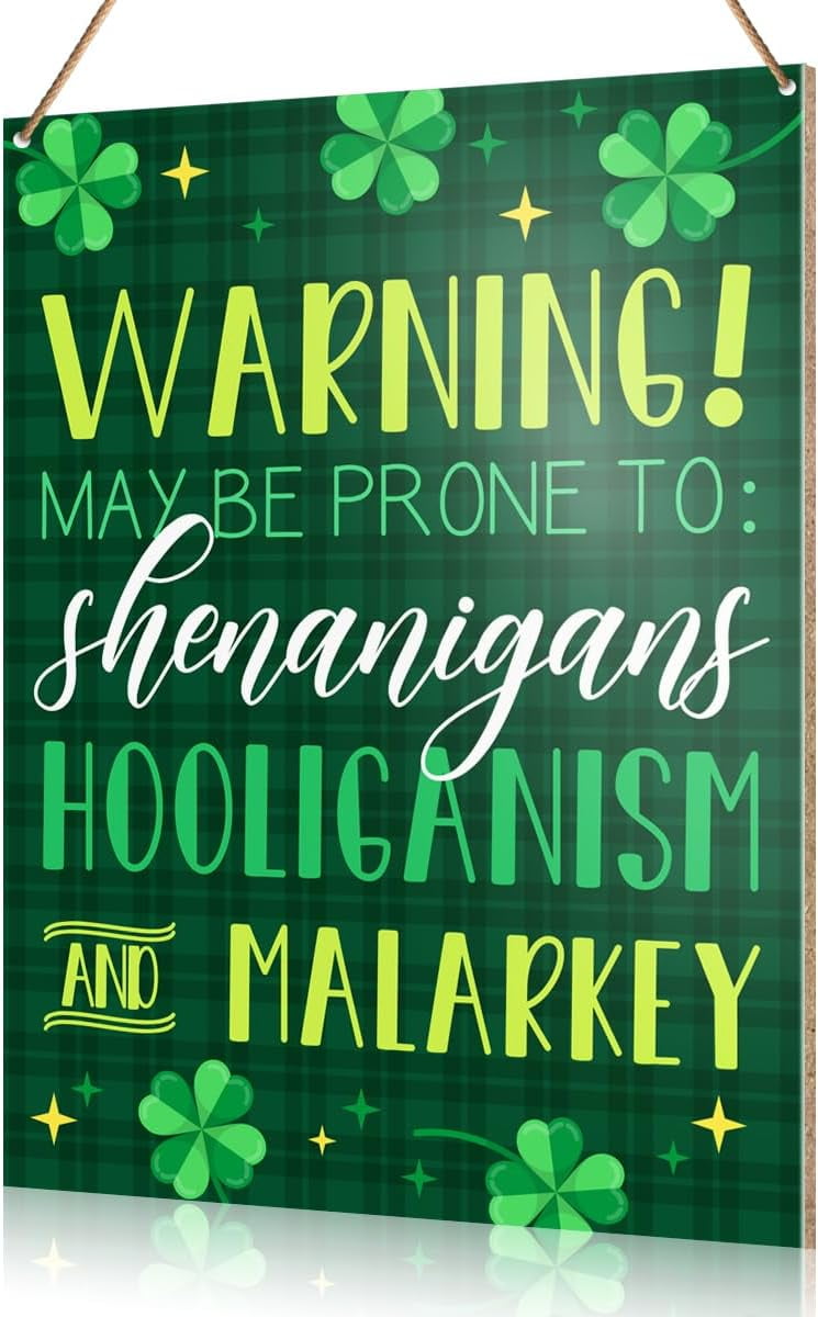 Wood Sign 8x12 Inch St Patrick'S Day Wooden Sign Decor Shenanigans Hooliganism And Malarkey ...