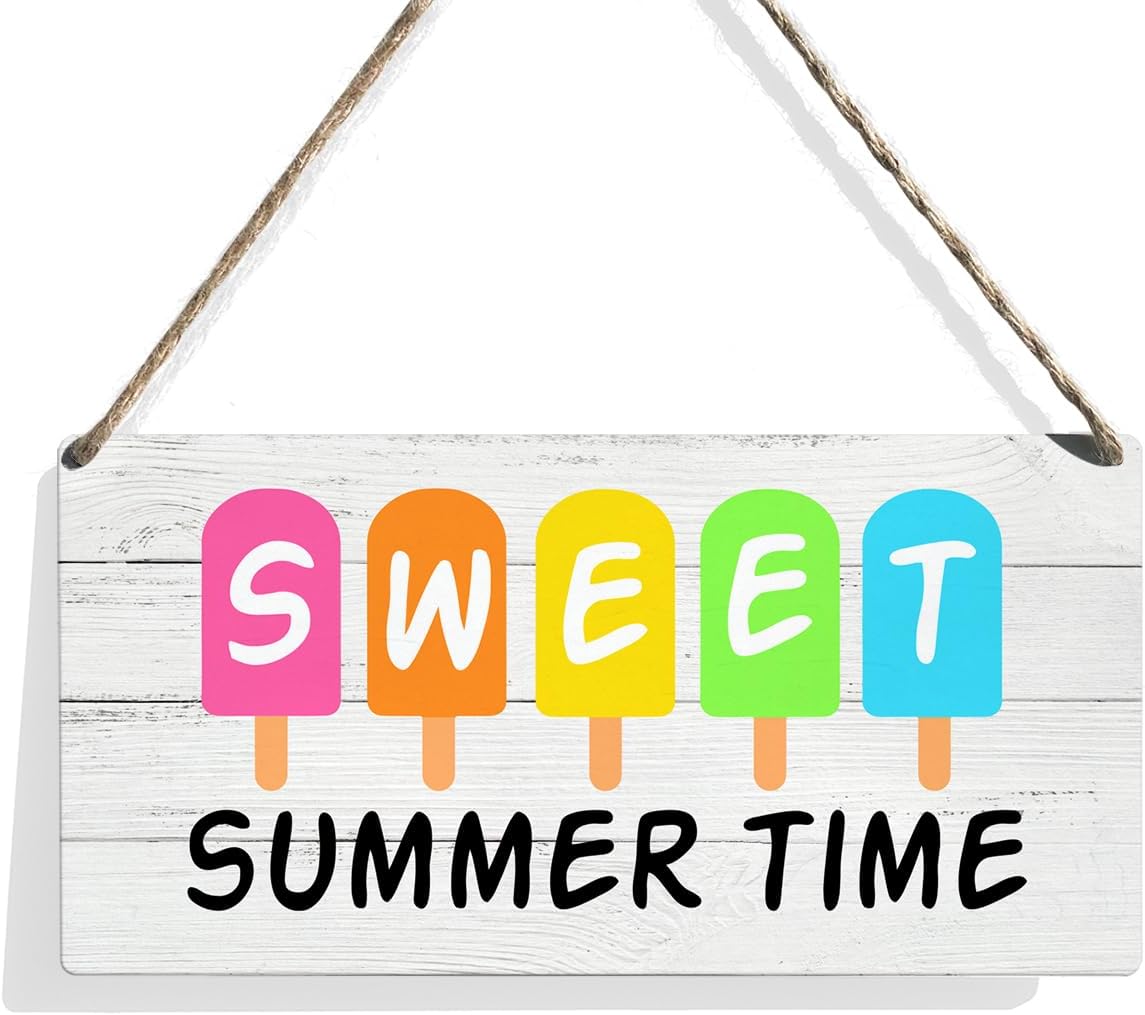 Wood Sign 6x12 Inch Sweet Summer Time Wooden Rustic Signs Home Wall ...