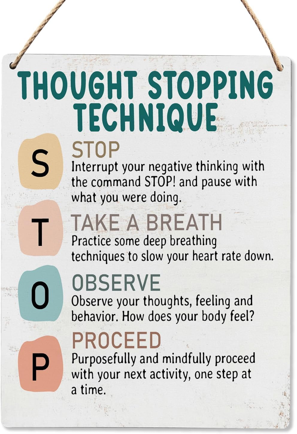 Wood Sign 8x12 Inch Therapy Office Decor Thought Stopping Technique ...