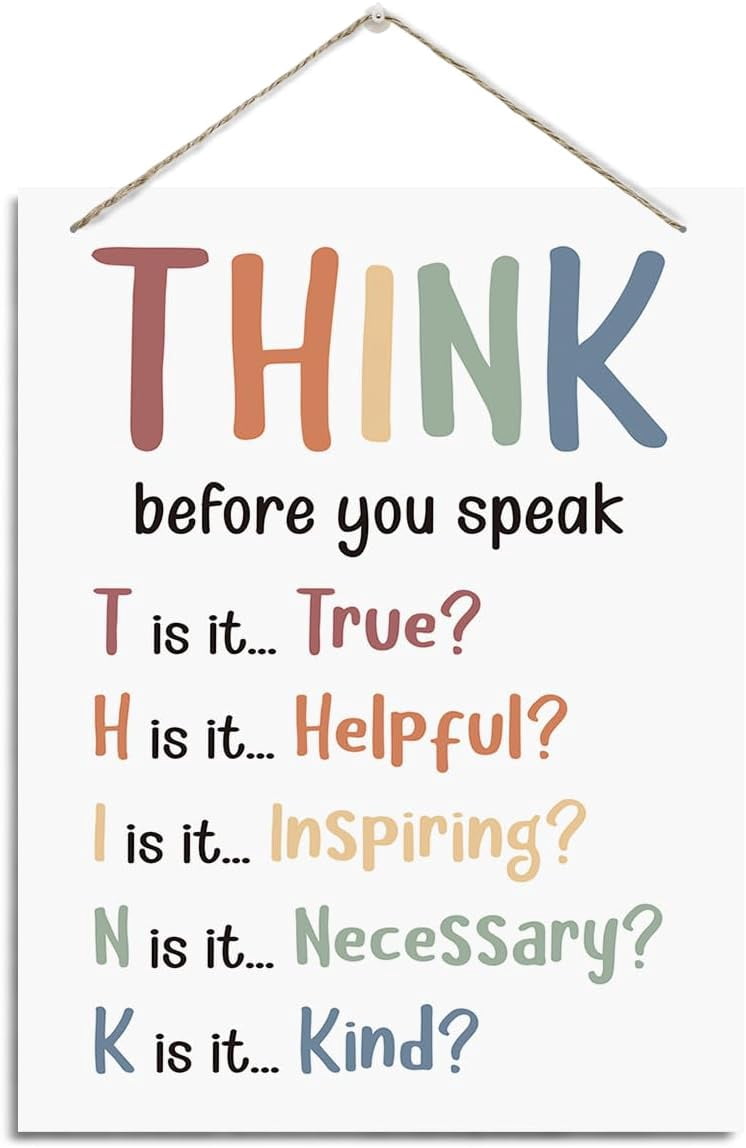 Wood Sign 8x12 Inch Think Before You Speak Sign Growth Mindset Sign ...