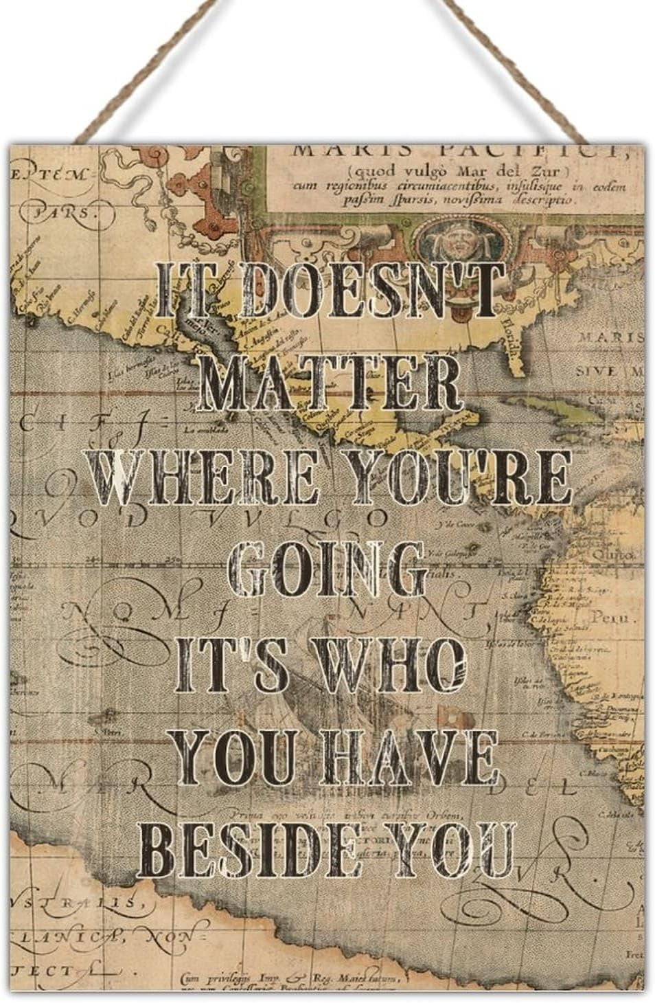 Wood Sign 8x12 Inch Vintage Rustic Sign It Doesn'T Matter Where You'Re ...