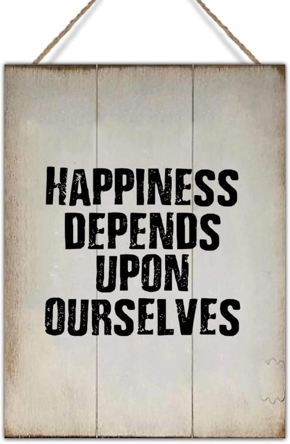 Wood Sign 8x12 Inch Wood Art Plaque Happiness Depends Upon Ourselves ...