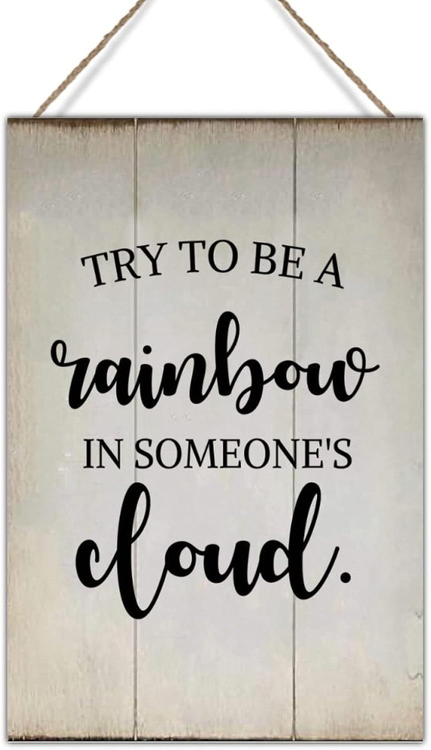 Wood Sign 8x12 Inch Wood Sign With Quotes Rainbow In Someone'S Cloud ...