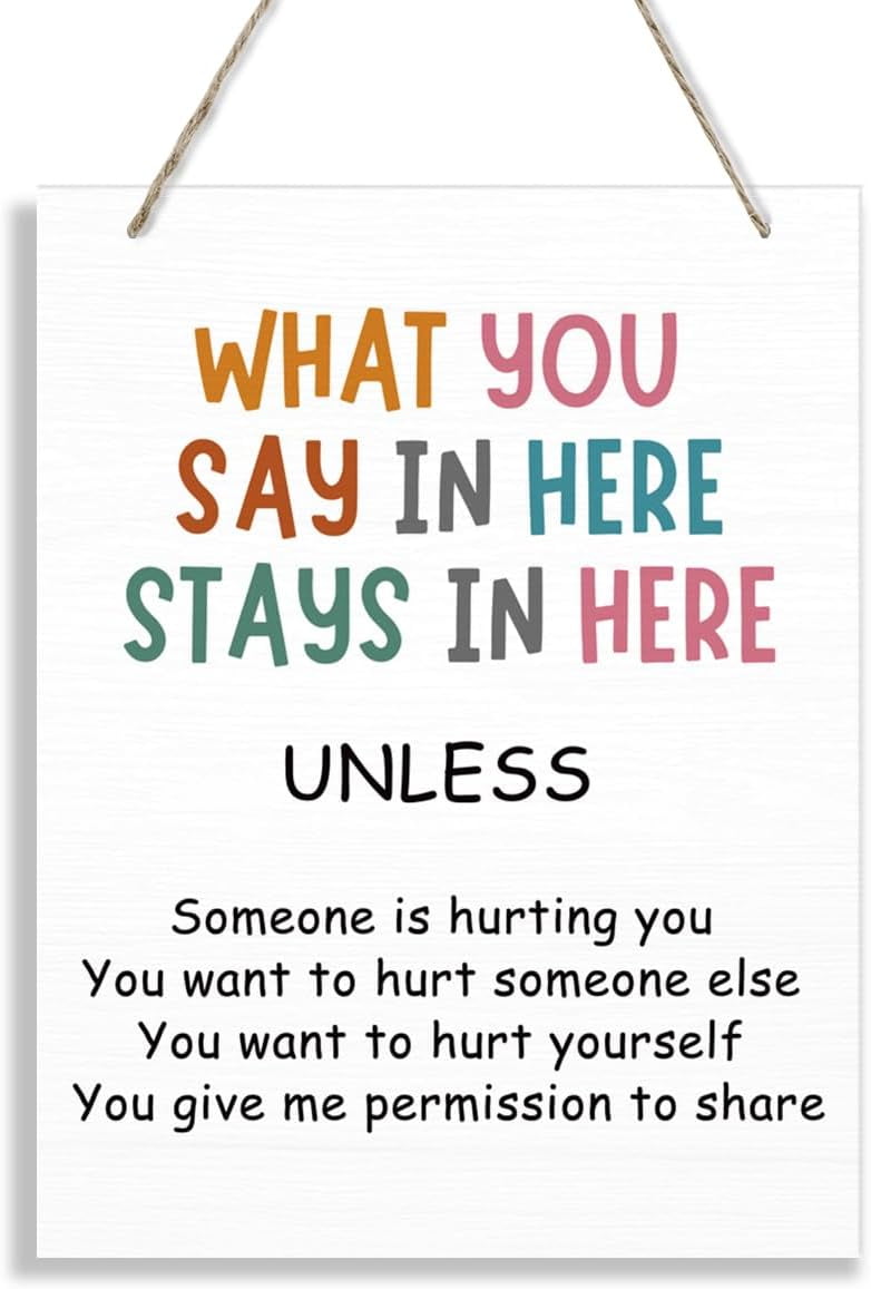 Wood Sign 8x12 Inch What You Say Here Stays In Here Sign Therapy Room ...