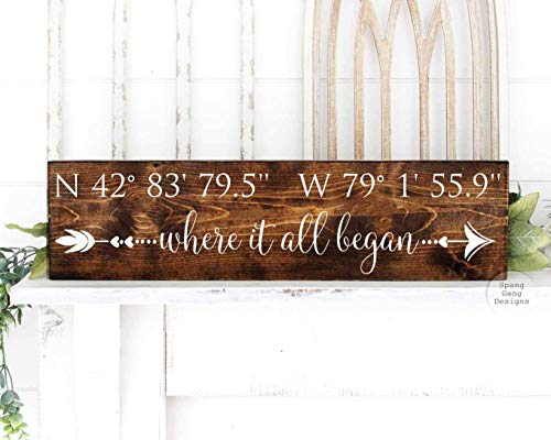 Wood Sign | Where It All Began Sign | Coordinates Sign | Latitude ...