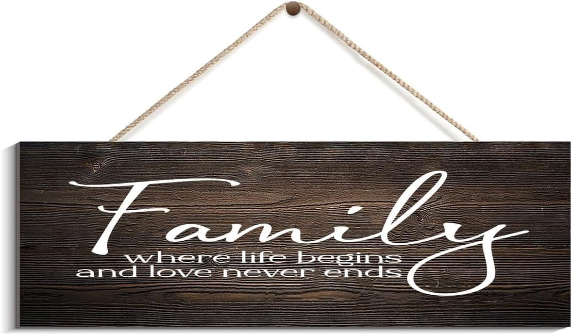 Wood Sign Board Family Where Life Begins And Love Never Ends Kitchen ...