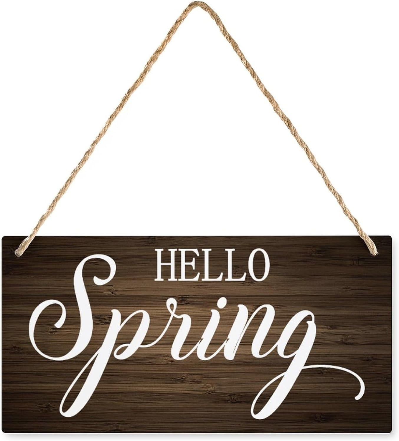 Wood Sign Board Hello Spring Wooden Hanging Sign Plaque Rustic Wall Art ...