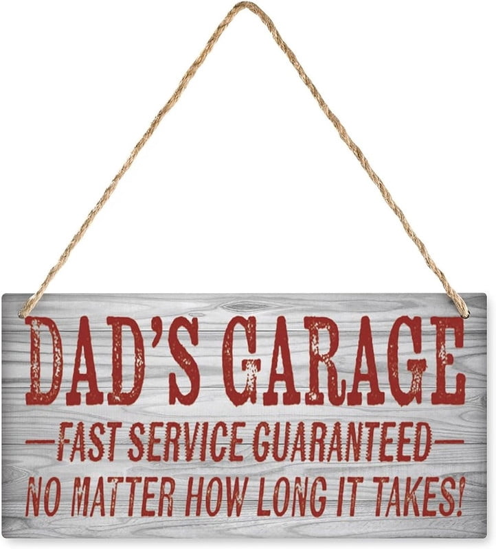 Wood Sign Dad's Garage - Fast Service Guaranteed Funny Wall Decoration ...