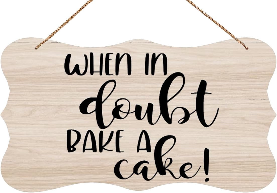 Wood Sign When In Doubt Bake A Cake Baking Baking Pot Funny Hanging ...