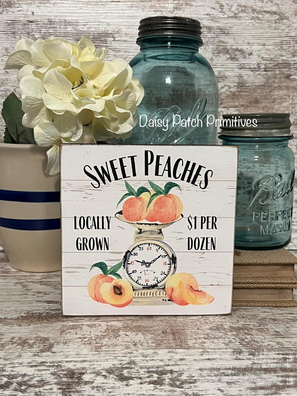Wood Sign Farmhouse Sweet Peaches Sign ~ Tiered Tray Sign ~ Country ...