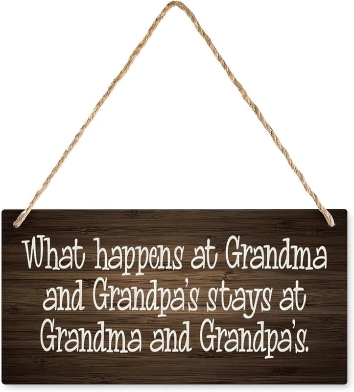 Wood Sign What Happens At Grandma And Grandpa's Stays At Grandma And ...