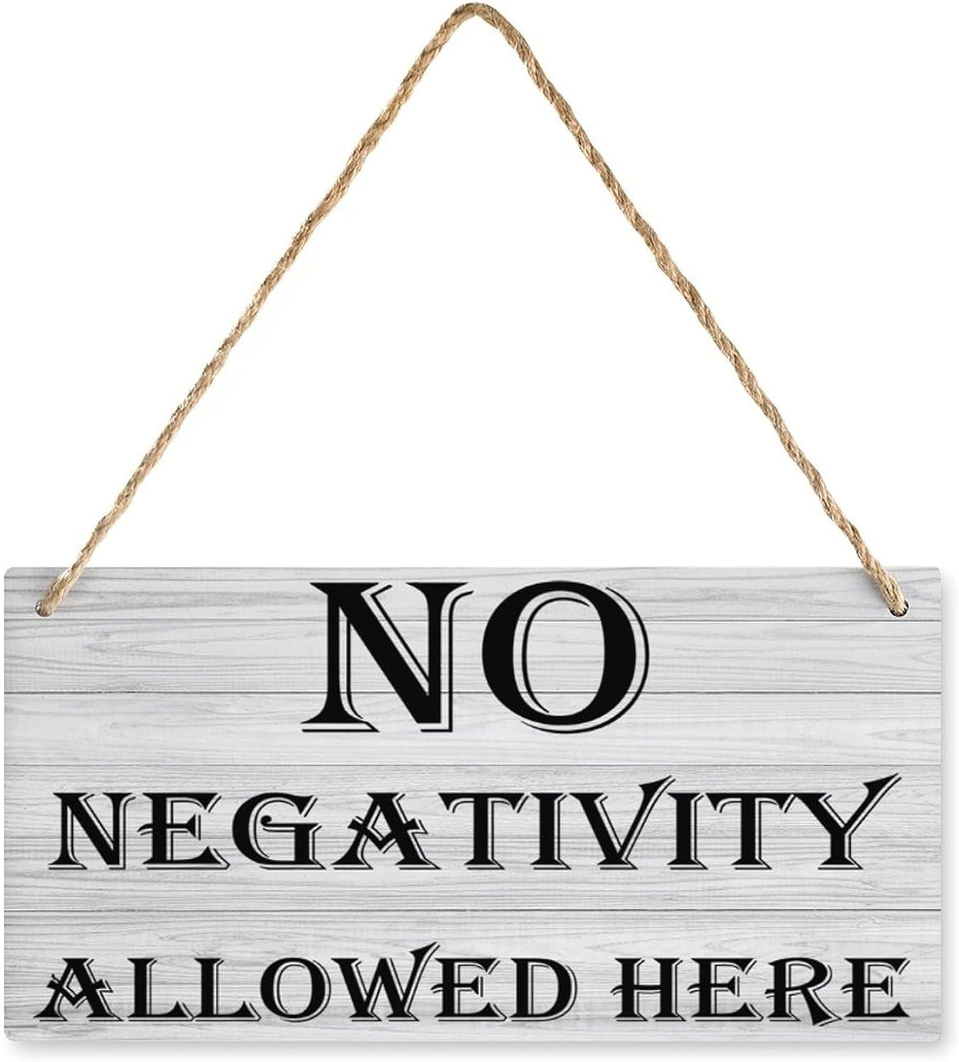 Wood Sign No Negativity Allowed Here Hanging Wood Sign, Printed Wall ...
