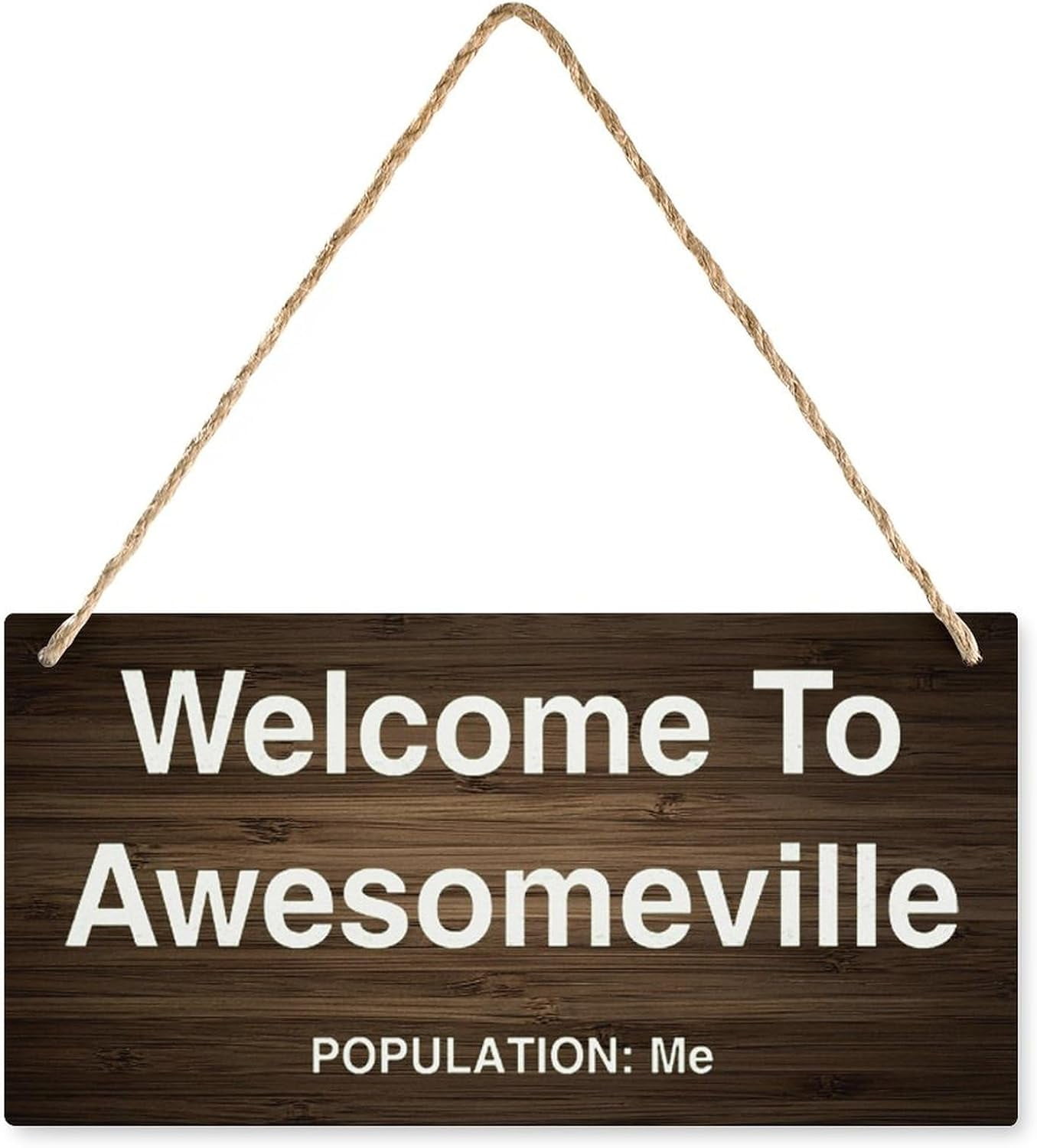 Wood Sign Welcome To Awesomeville - Population Me Wood Wall Sign, Retro ...