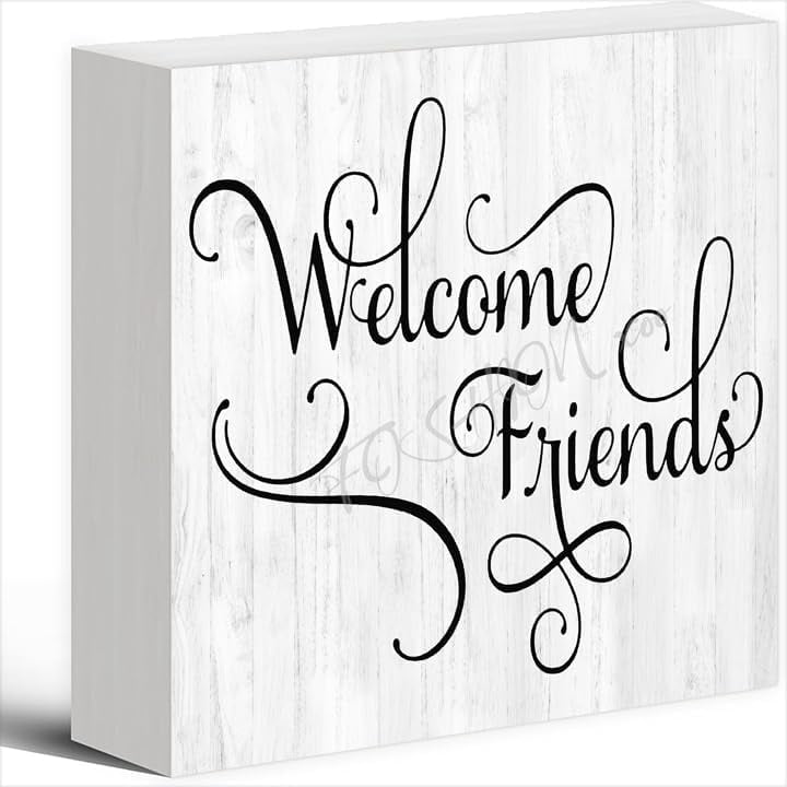 Wood Sign Welcome Friends Sign Welcome Sign Wooden Box Sign Farmhouse ...