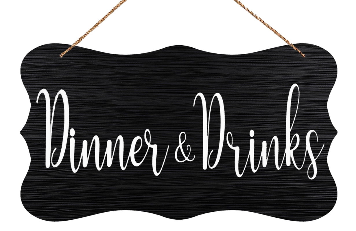 Wood Signs Decor Dinner And Drinks Wood Sign Wooden Wall Art Decor ...