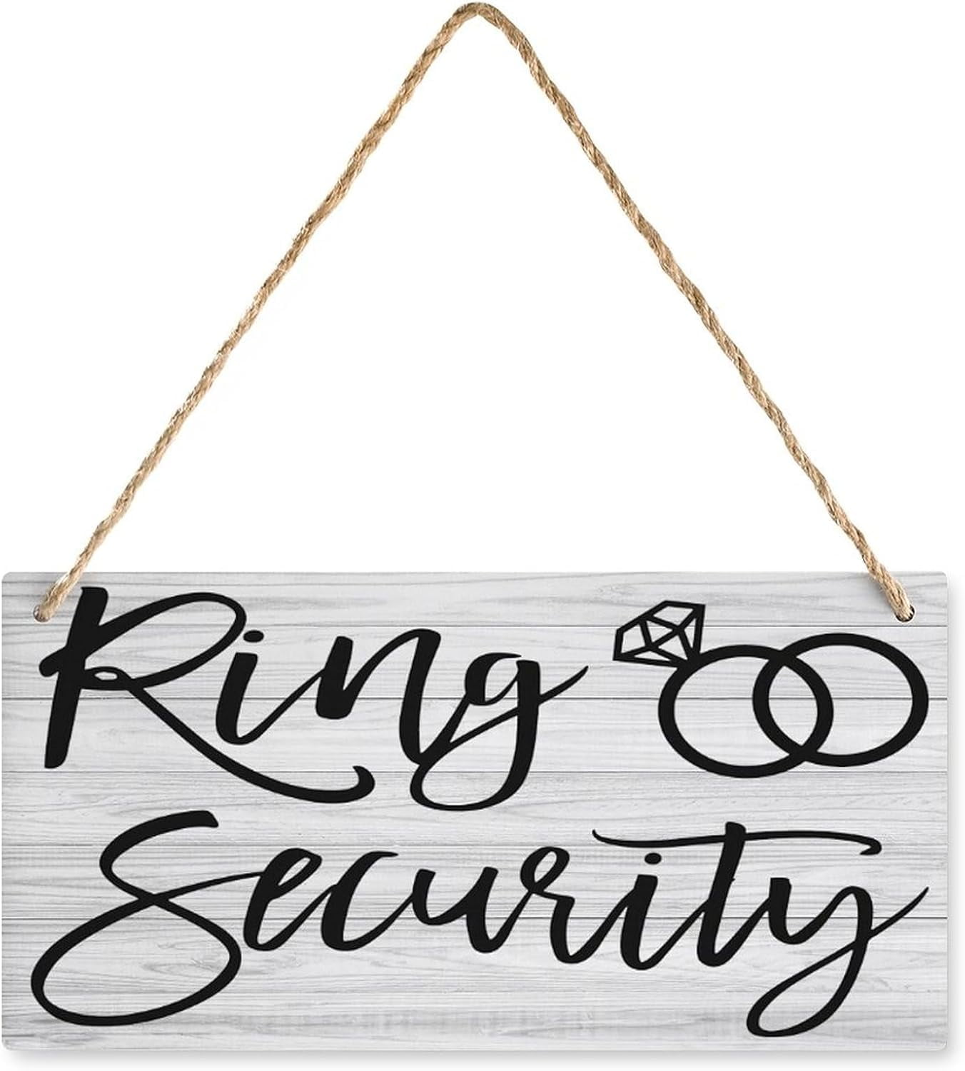 Wood Signs Decor Ring Security Sign Wedding Decor Fun Ring Bearer ...