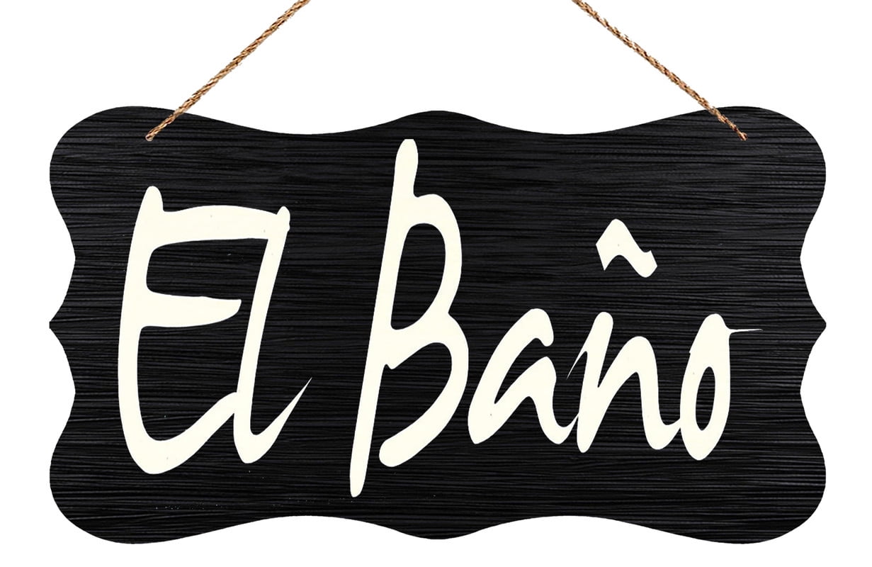Wood Signs Decor Spanish El Bano Wood Bathroom Restroom Sign Wood Sign ...