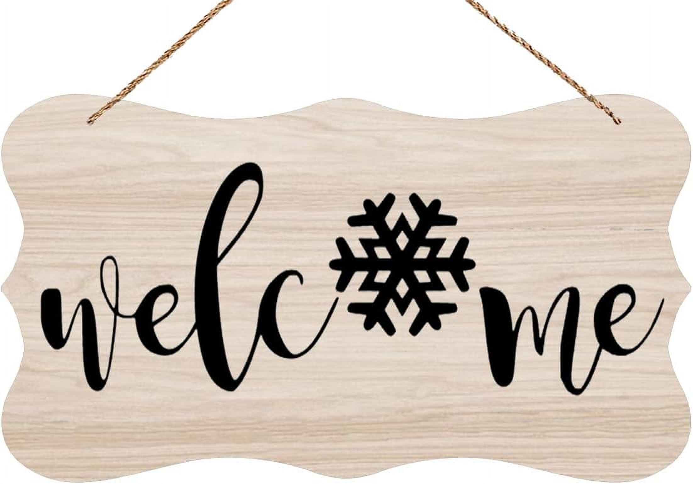 Wood Signs Decor Welcome Snowflake Sign Greeting Home Decor Wood Sign ...
