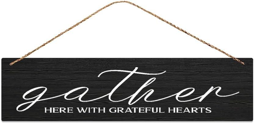 Wood Signs Home Decor Farmhouse Gather Here With Grateful Hearts For ...