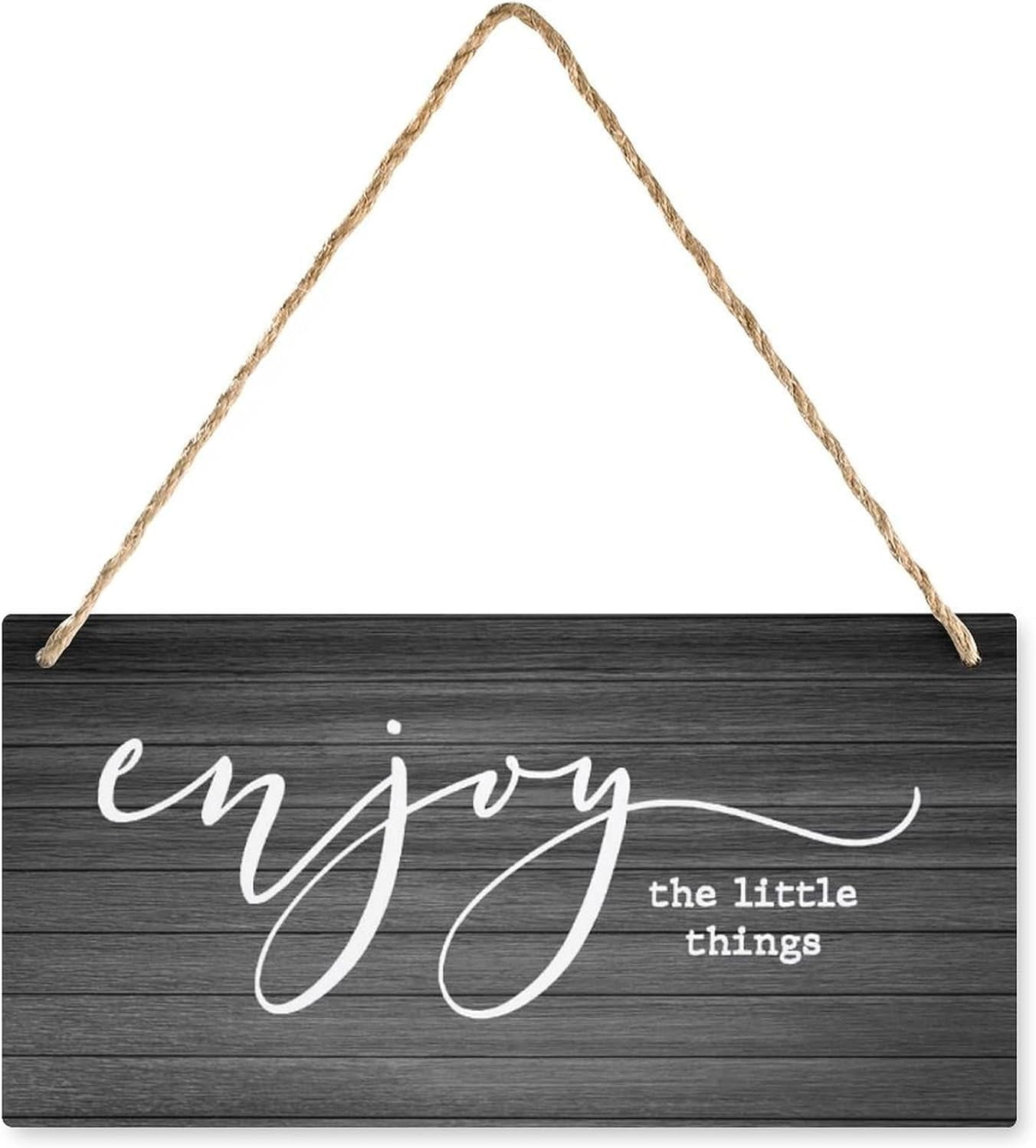 Wood Signs Home Decor Front Door Enjoy The Little Things Farmhouse Wall ...