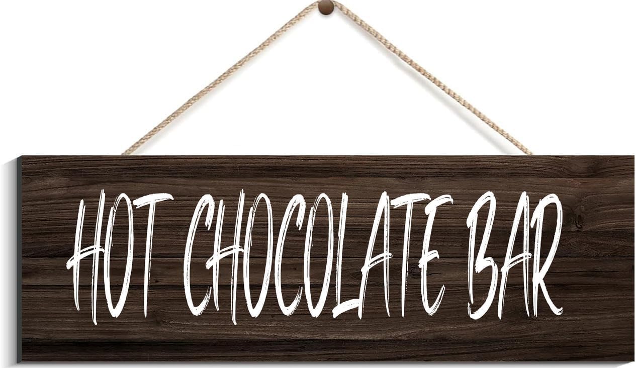 Wood Signs Home Decor Outside Hot Chocolate Bar Farmhouse Wall Mount ...