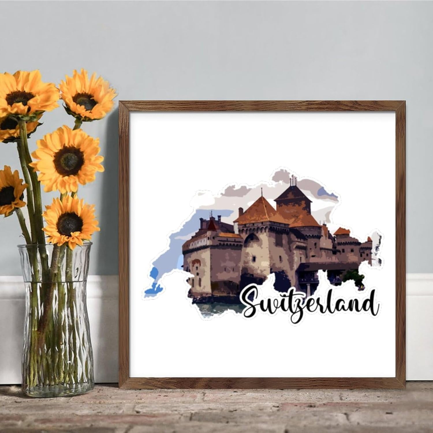 Wood Signs Small Switzerland Scenery Wood Sign Wall Hanging Home Decor ...