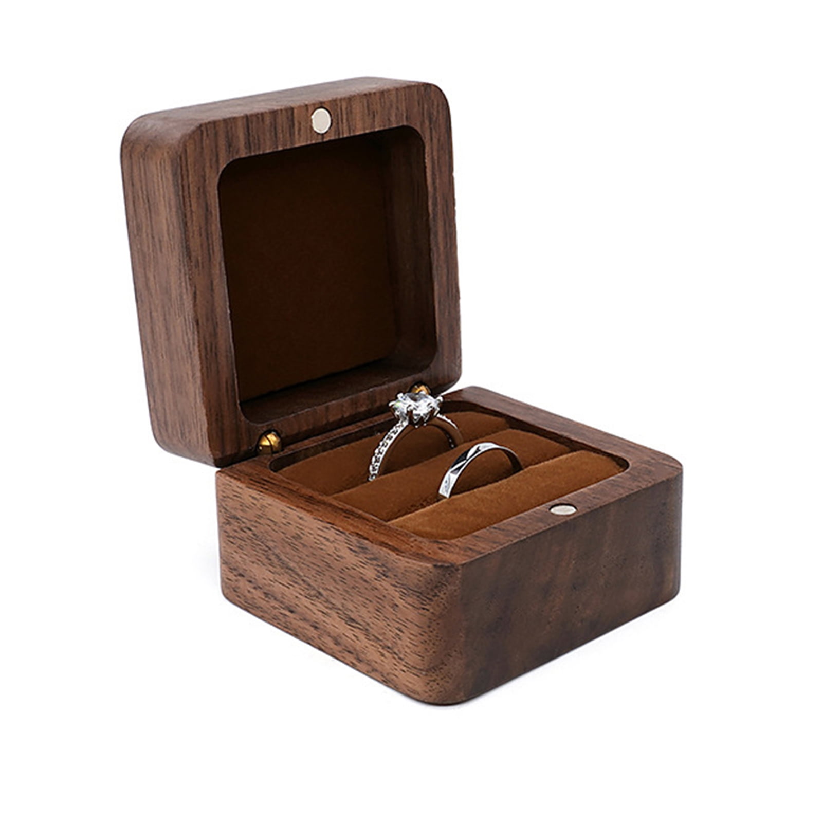 Wood Single Ring Box - Walnut Storage - Wooden Box for Engagement Rings ...