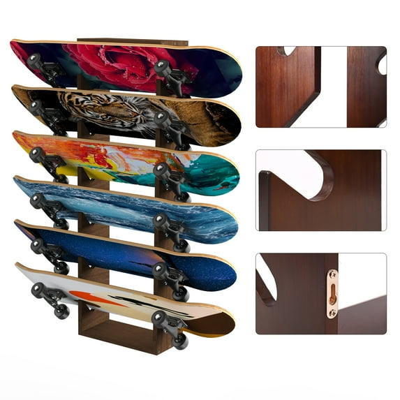 Wood Skateboard Deck Wall Mount Skateboard Longboard Display Rack ...