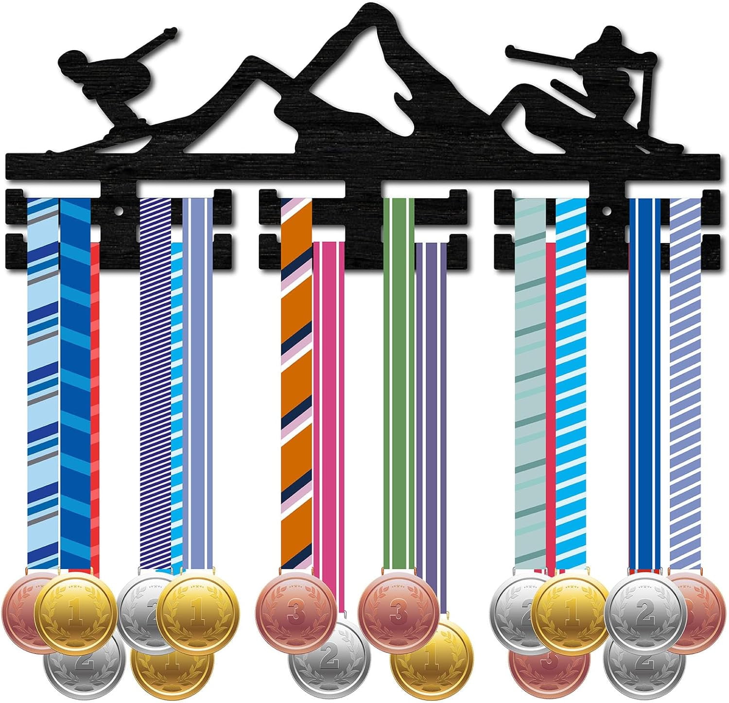 Wood Ski Medal Holder Sport Skiing Medal Hanger Display Wall Rack ...