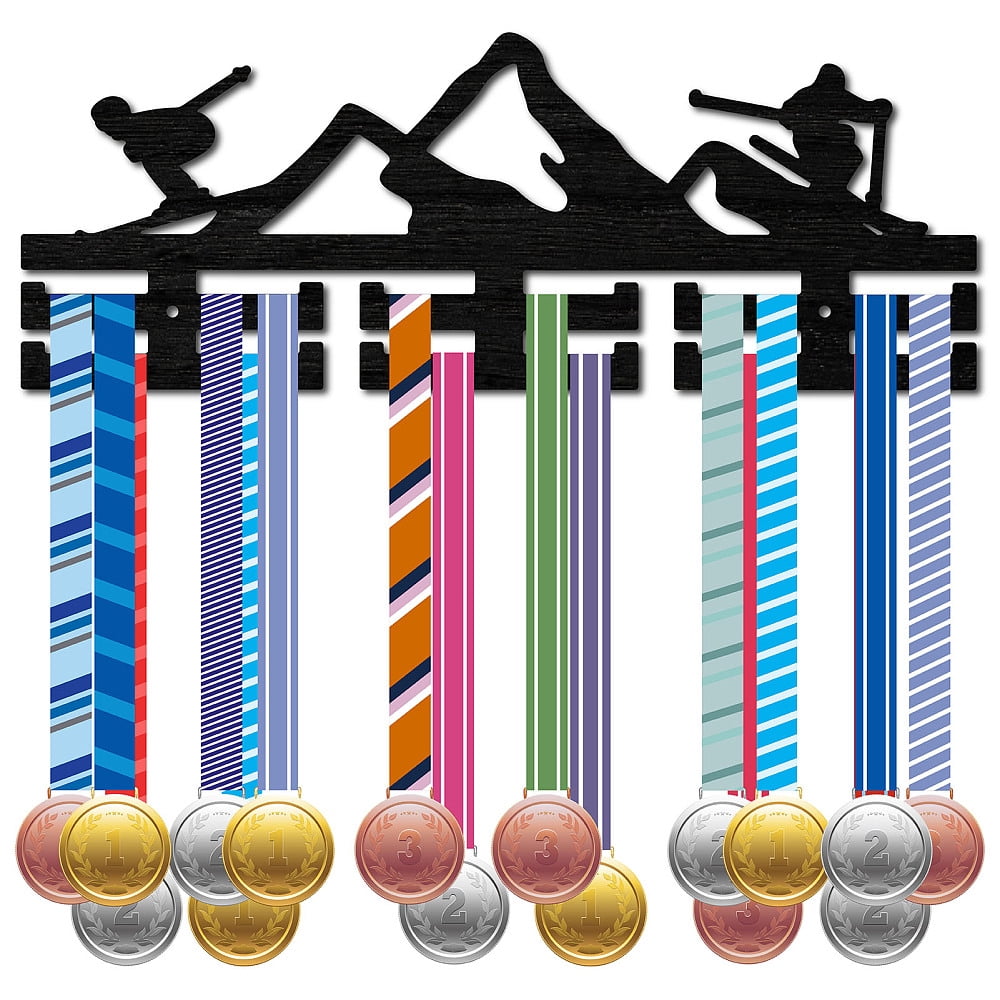 Wood Ski Medal Holder Sport Skiing Medal Hanger Display Wall Rack ...