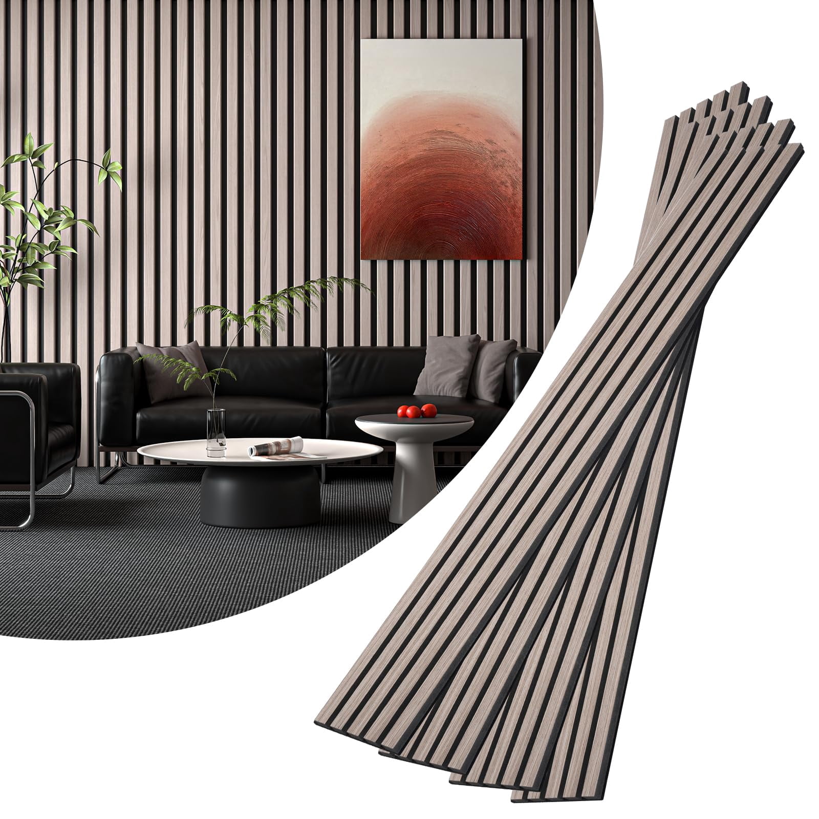 Wood Slat Acoustic Panels Set of 4, 3D Solid Wood Wall Panels for ...